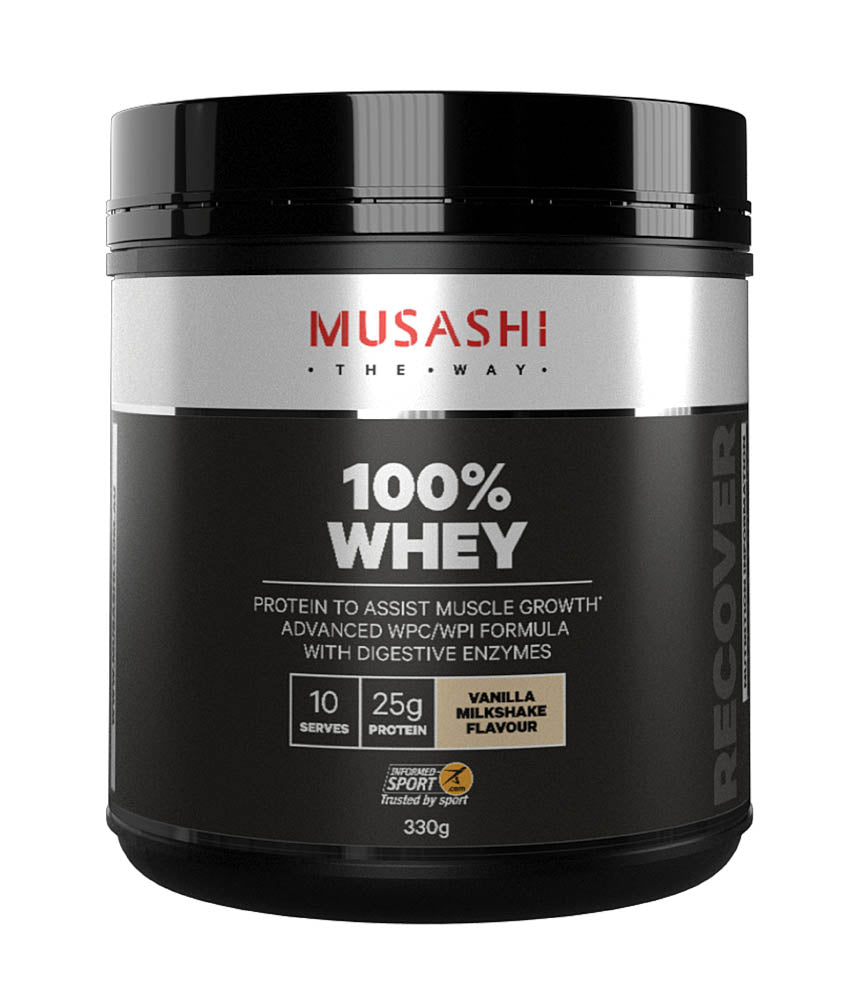 MUSASHI 100% Whey Protein Powder - 330g – BODYSTRONG